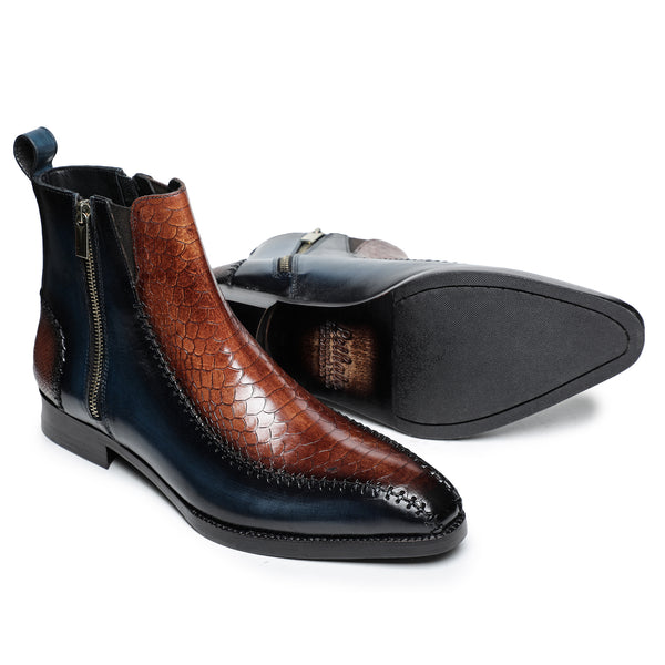 Driver Zipper Boots - Brown & Blue | Lethato